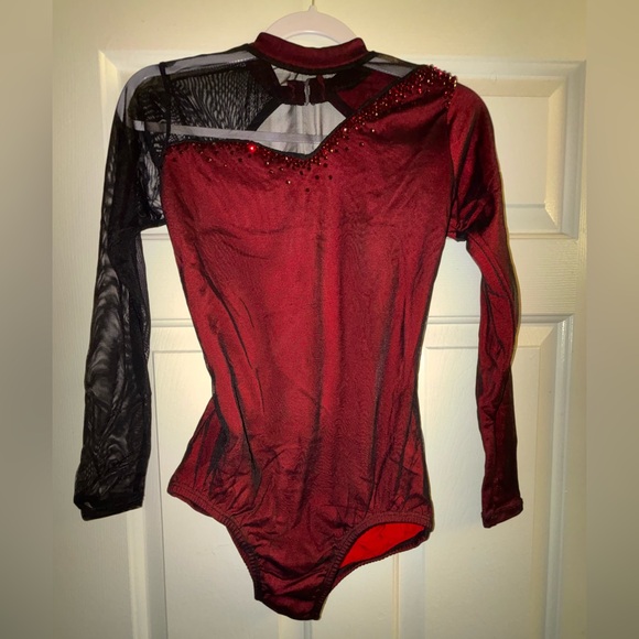 Costumes | Red And Black Mesh Dance Leotard | Poshmark